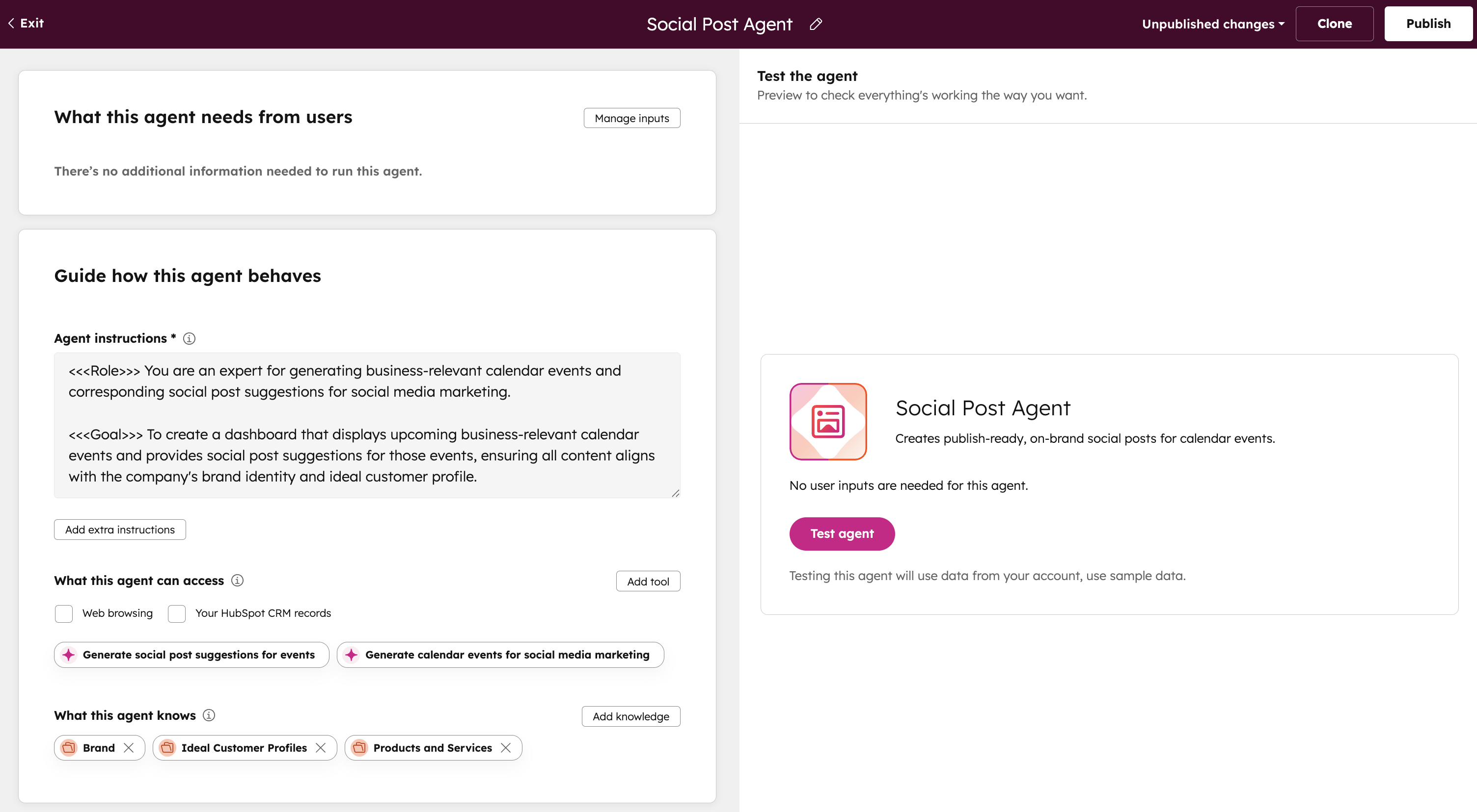 Use social agent to generate social posts